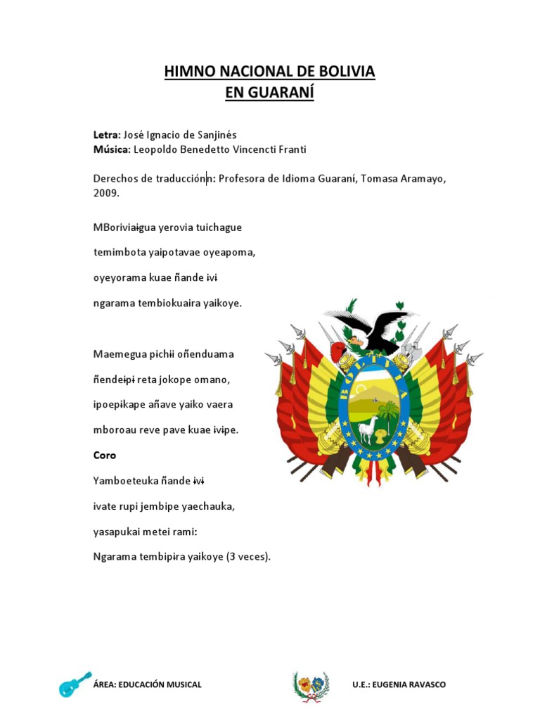 Himno Nacional de Bolivia Guaraní | PDF