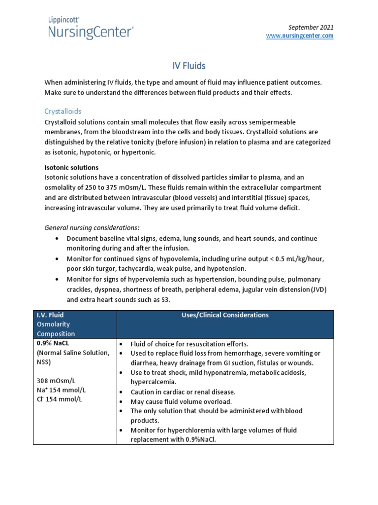 Pocket-Card_IV-Fluids_September-2021 | PDF | Intravenous Therapy ...