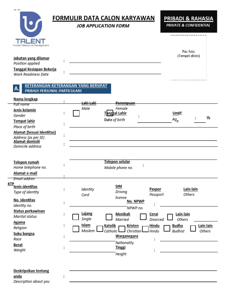 Job Application Form (JAF) | PDF