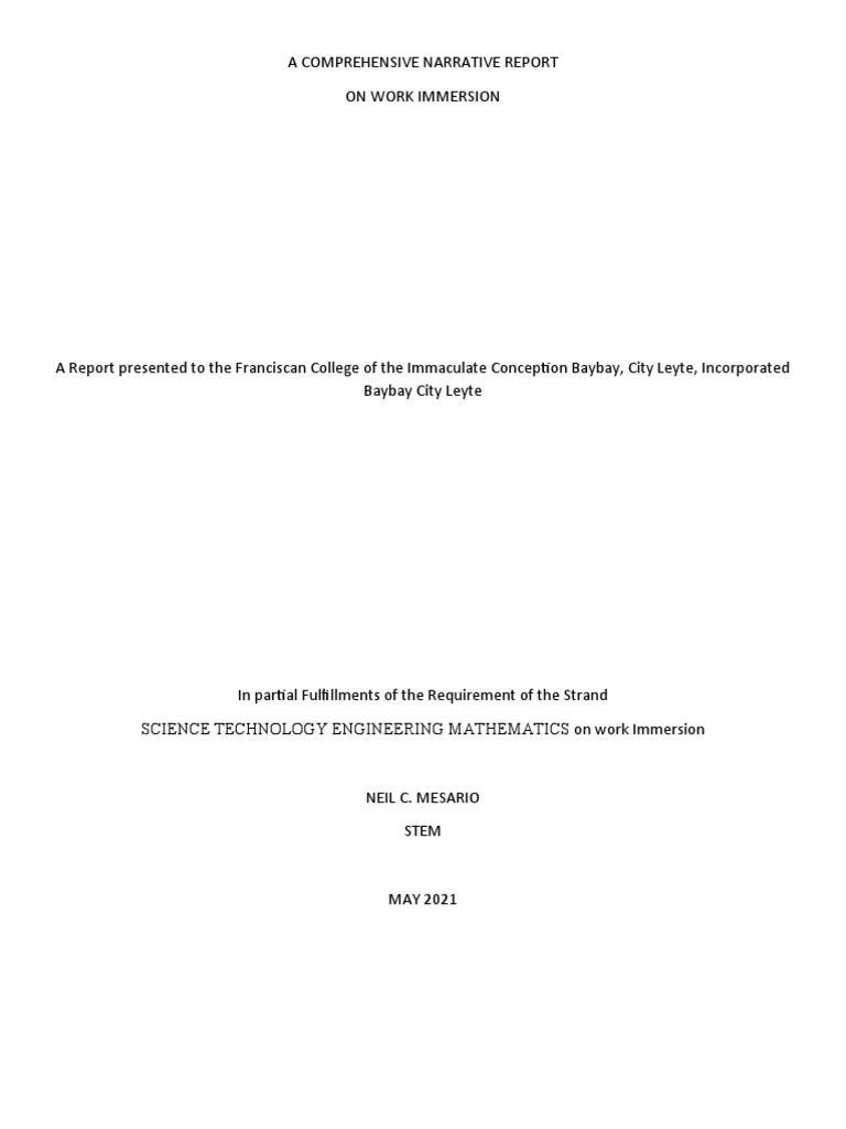 A Comprehensive Narrative Report | PDF | Career & Growth