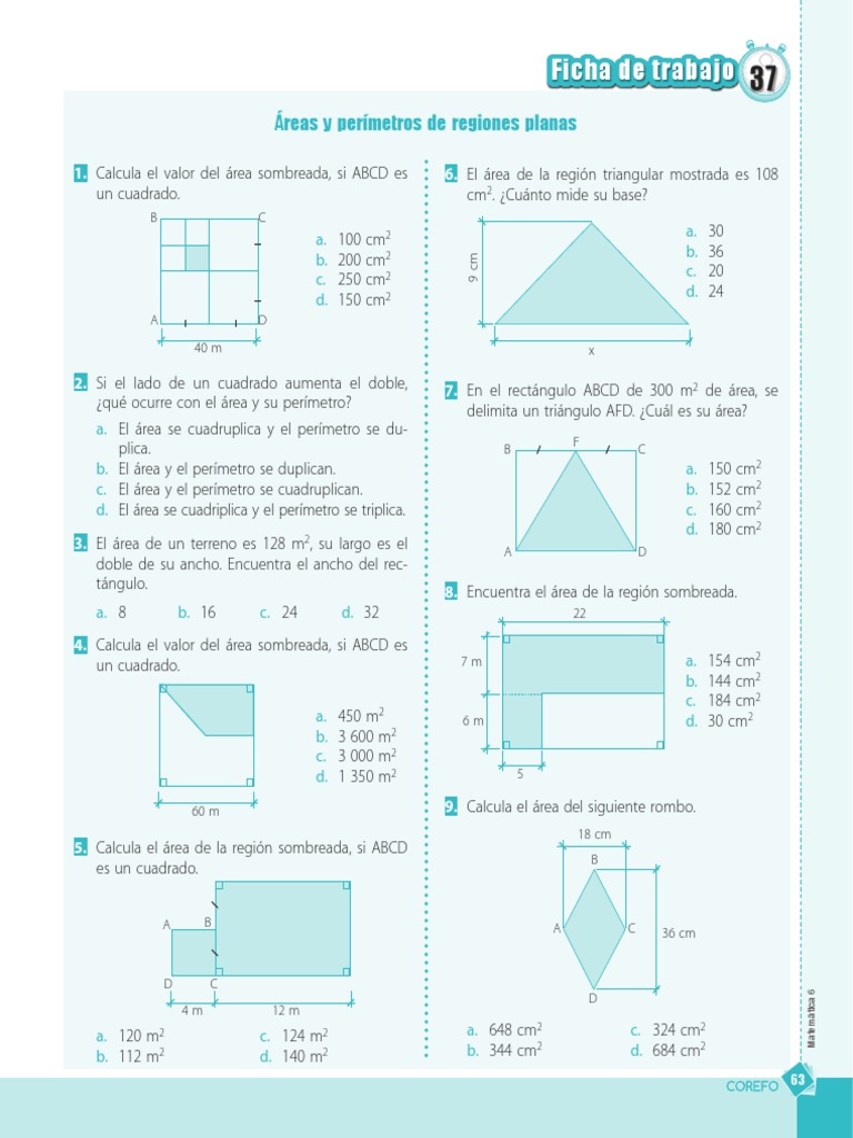 Áreas y Perímetros de Figuras Planas | PDF | Geometría Elemental