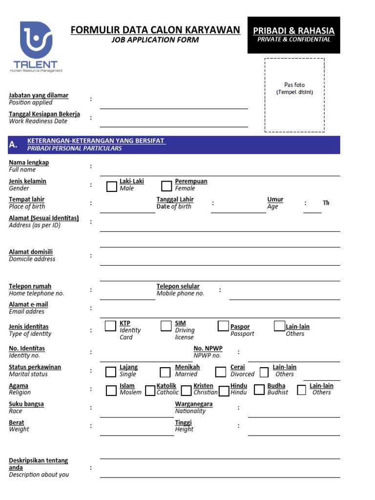 Job Application Form (JAF) | PDF