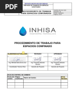 Procedimiento de Trabajo en ESPACIOS CONFINADO | PDF | Higiene ...