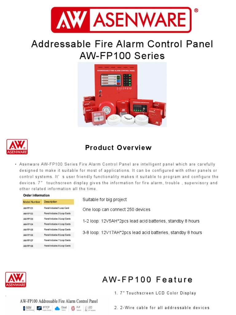 Asenware FP100 Addressable Fire Alarm System Installation Guide | PDF ...