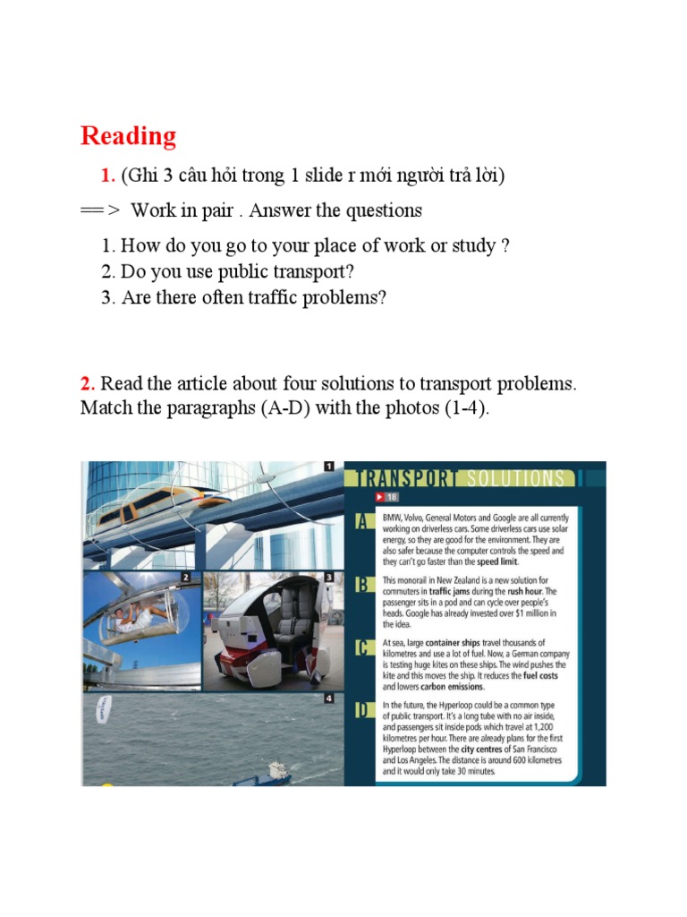 Thuyết Trình TA NC1 Open,3a,3b | PDF | Adjective | Transport