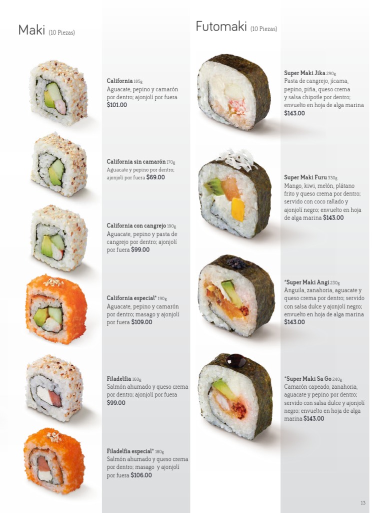 Maki Futomaki: Super Maki Jika California | PDF | Salsa | Cocina occidental
