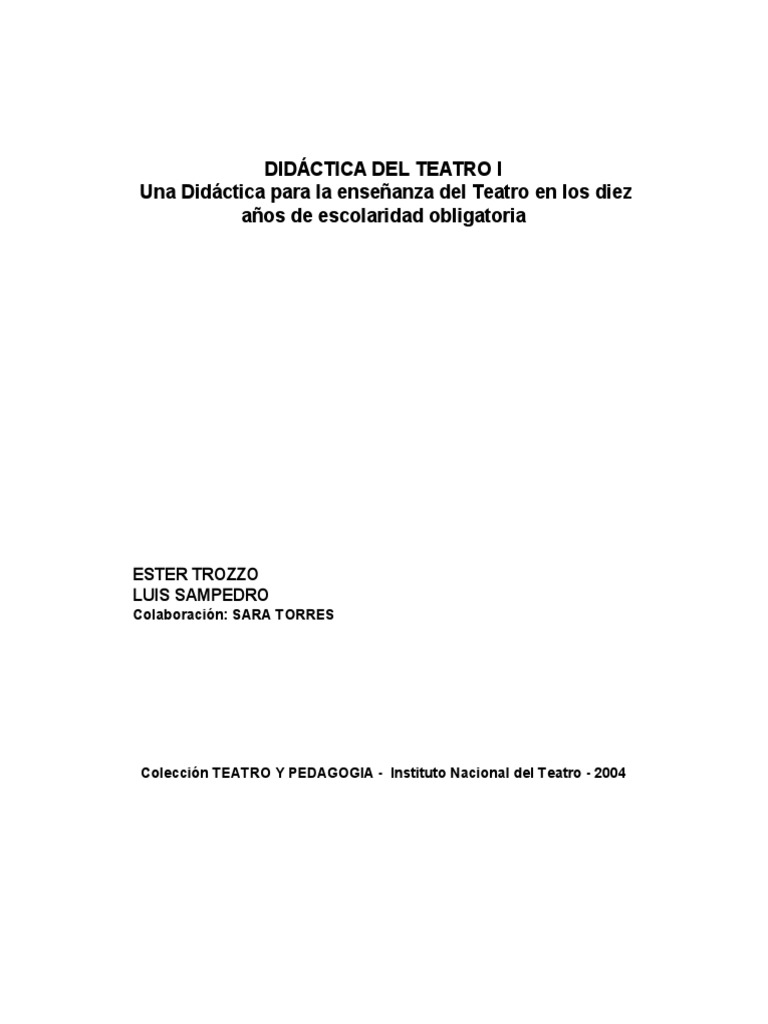 Didactica Del Teatro I | PDF | Método de enseñanza | Plan de estudios