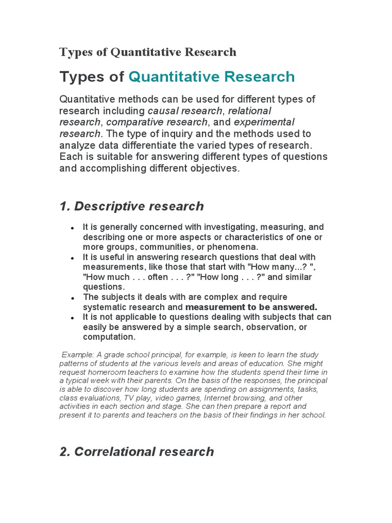 Types of Quantitative Research Explained | PDF | Experiment ...