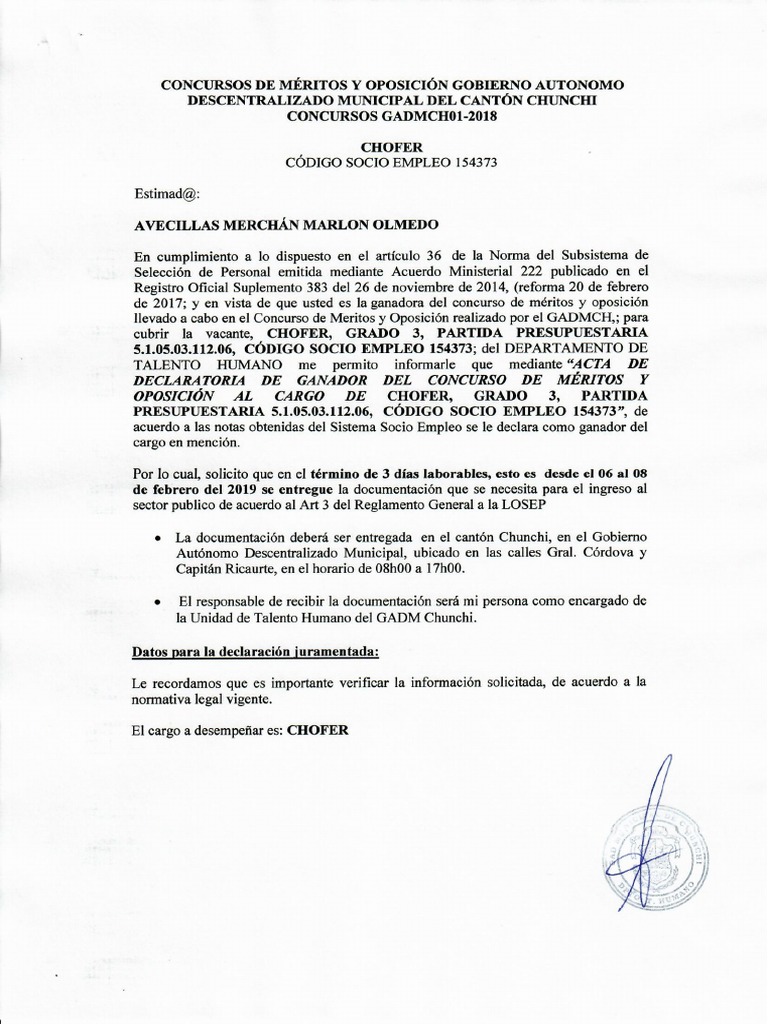 775 154373 Acta Declaratoria Ganador | PDF