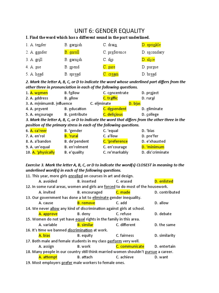 UNIT 6 | PDF | Gender Inequality | Gender Studies