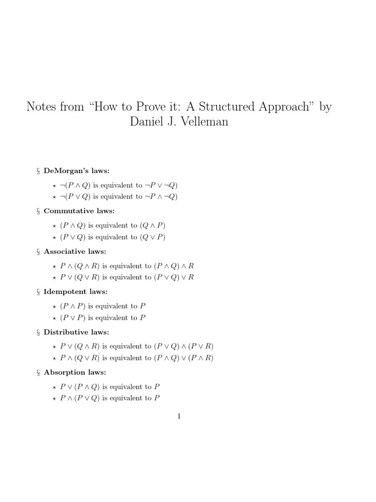 Notes From "How To Prove It: A Structured Approach" by Daniel J ...