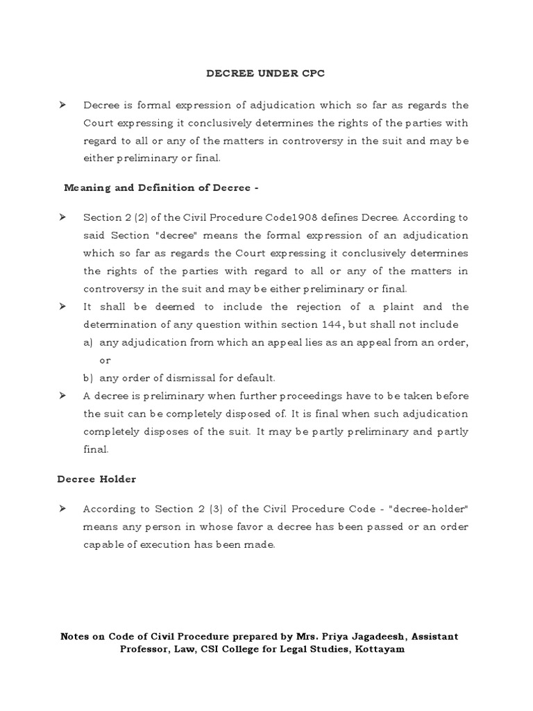 Decree Under CPC | PDF | Decree | Lawsuit