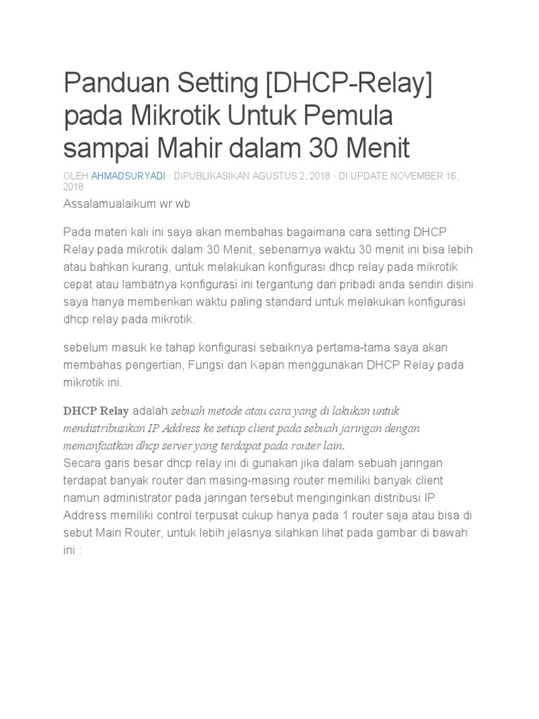 Setting Konfigurasi DHCP RELAY | PDF