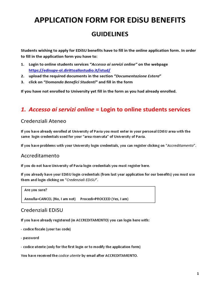 Application Form For Edisu Benefits - Guidelines | PDF | Academic ...