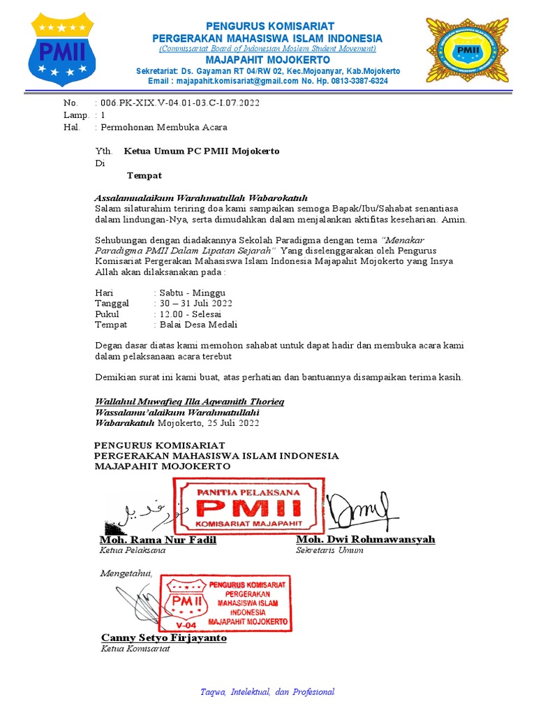 Surat Permohonan Membuka Acara | PDF