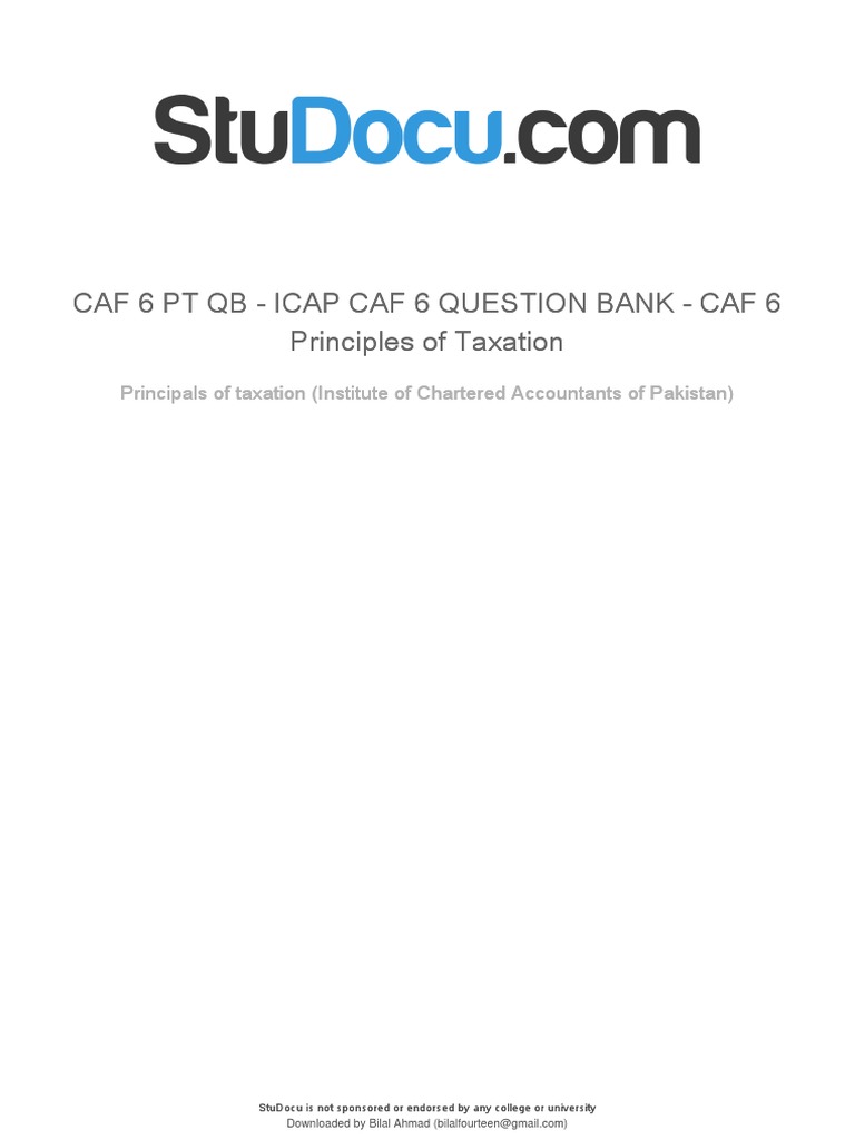 Caf 6 PT QB Icap Caf 6 Question Bank Caf 6 Principles of Taxation | PDF ...