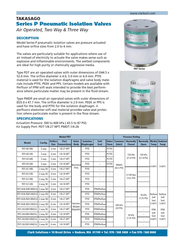 Series P Pneumatic Isolation Valves: Air Operated, Two Way & Three Way ...