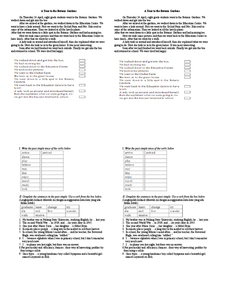 A Tour To The Botanic Gardens | PDF | Languages | Foreign Language Studies