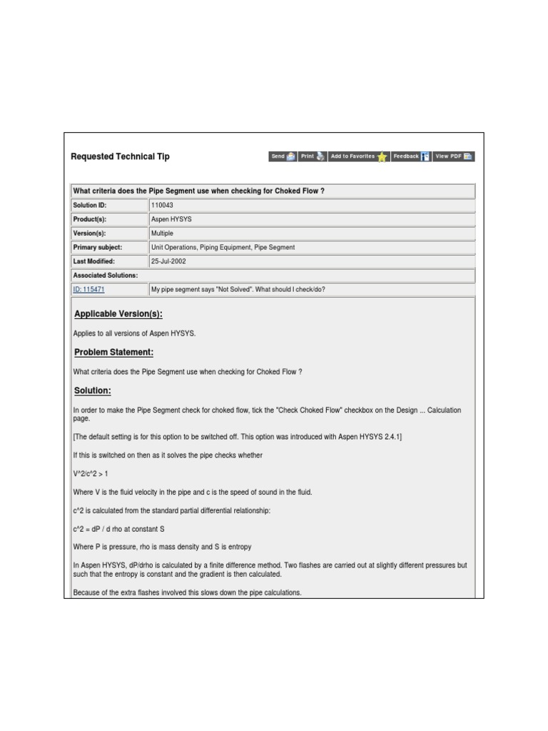 Solution 110043 - What Criteria Does The Pipe Segment Use When Checking ...
