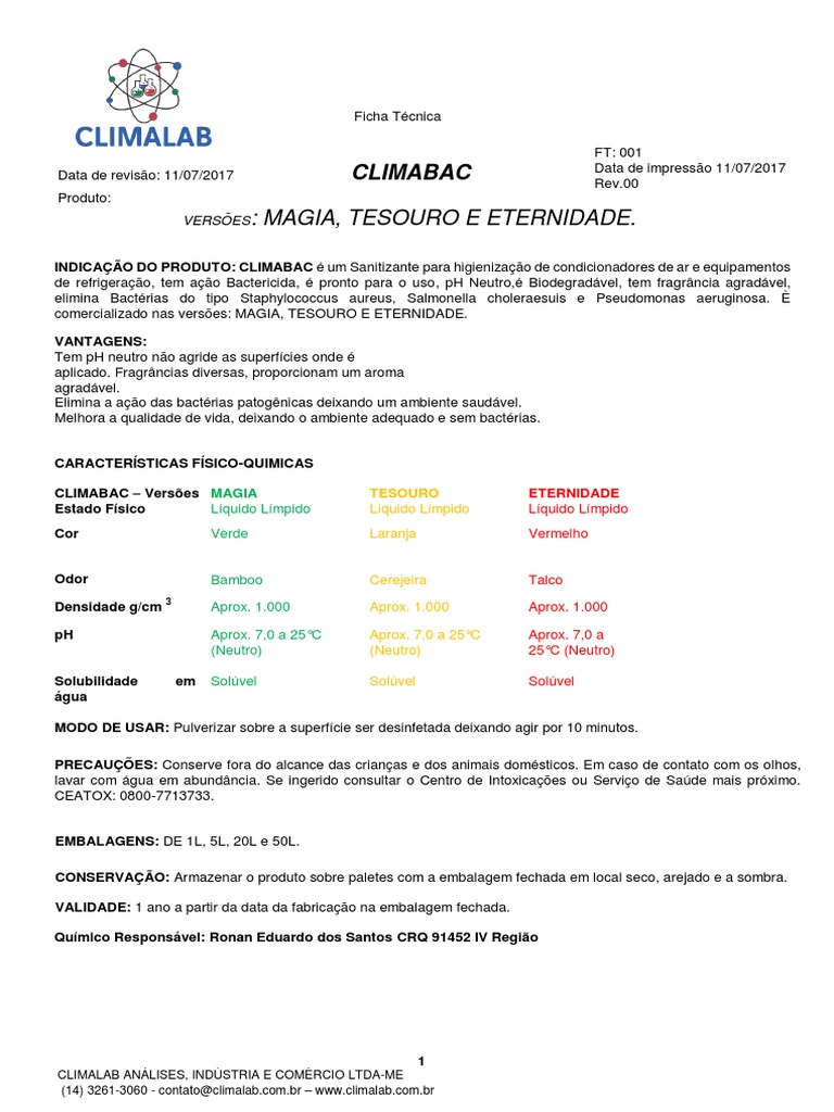 Ficha T Cnica CLIMABAC | PDF