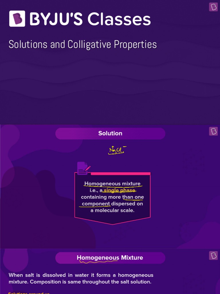 CBSE Class 12 Solution Study Notes | PDF | Solubility | Mass ...