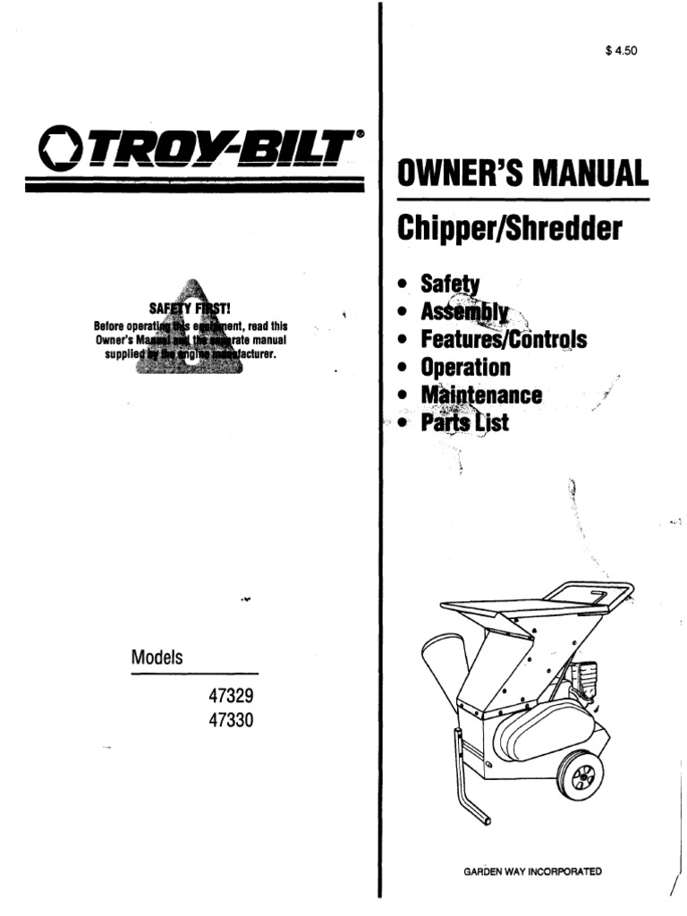 TROY BILT WOOD CHIPPER | PDF