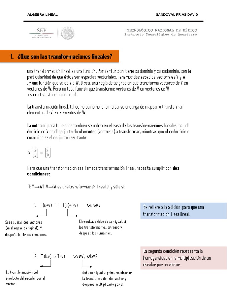 Transformaciones Lineales Básicas | PDF | Mapa lineal | Espacio vectorial