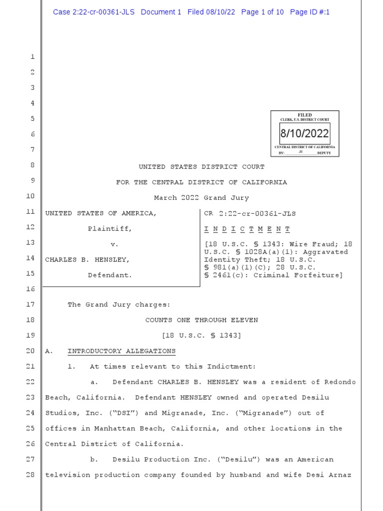 USA v. Charles Hensley | PDF | Indictment | Asset Forfeiture