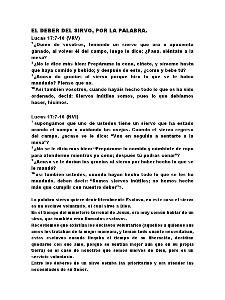 El Deber Del Siervo | PDF | Jesús | Cristo (título)