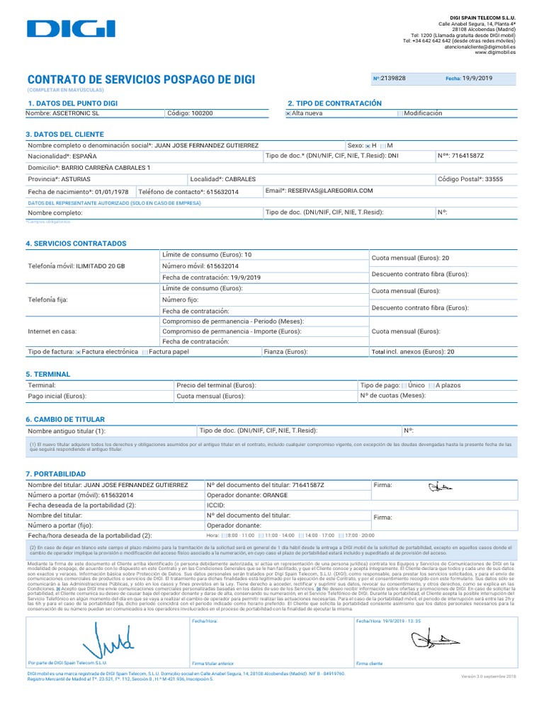 Contrato Cliente DIGI | PDF
