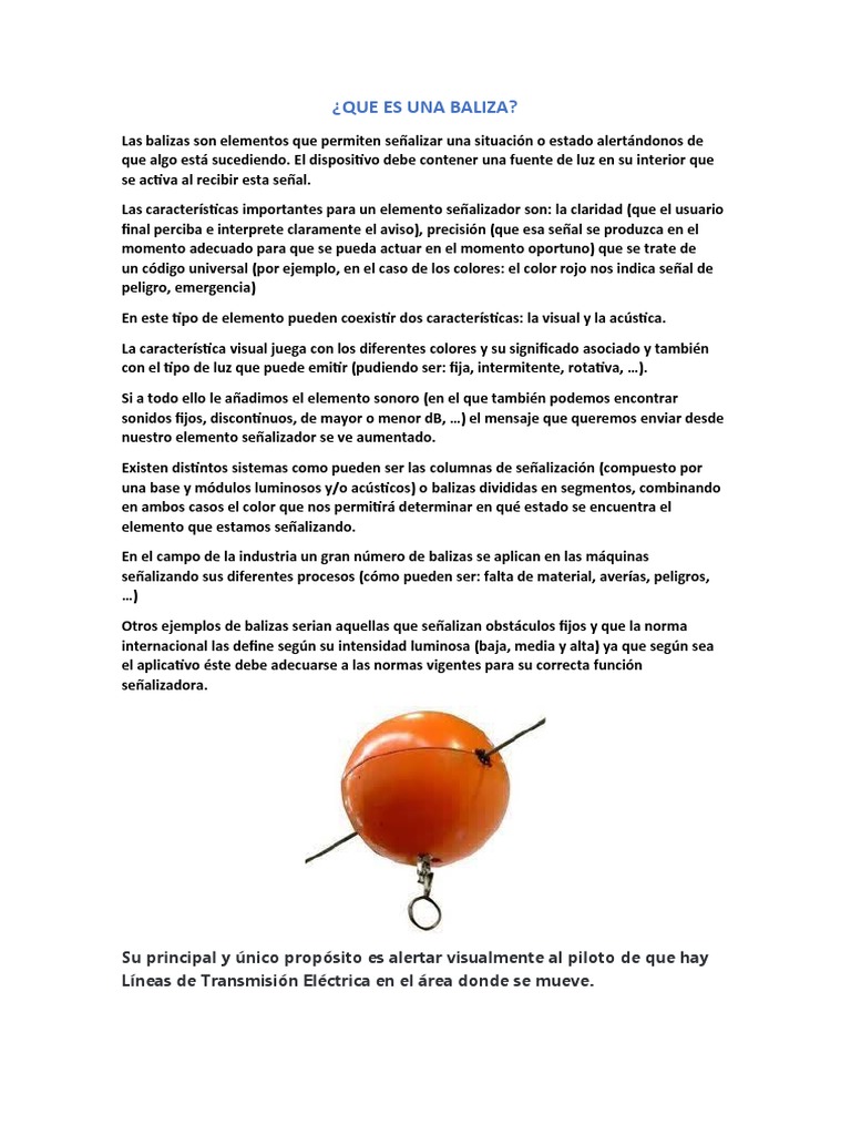 Qué es una baliza y sus usos | PDF | Color | Tornillo