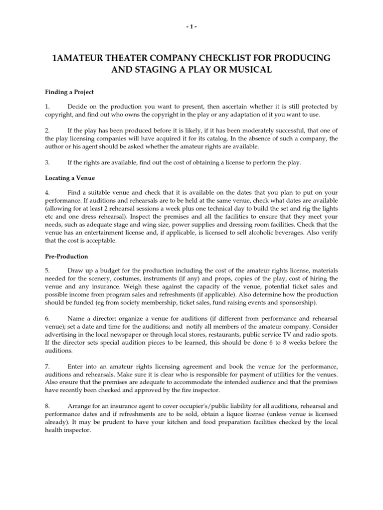 Amateur Theater Production Guide | PDF | Audition | Ticket (Admission)