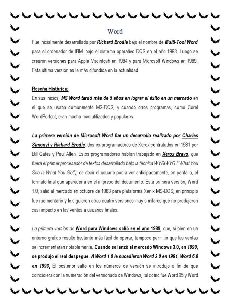 Historia de Microsoft Word 1983-2009 | PDF | Microsoft Word | Informática