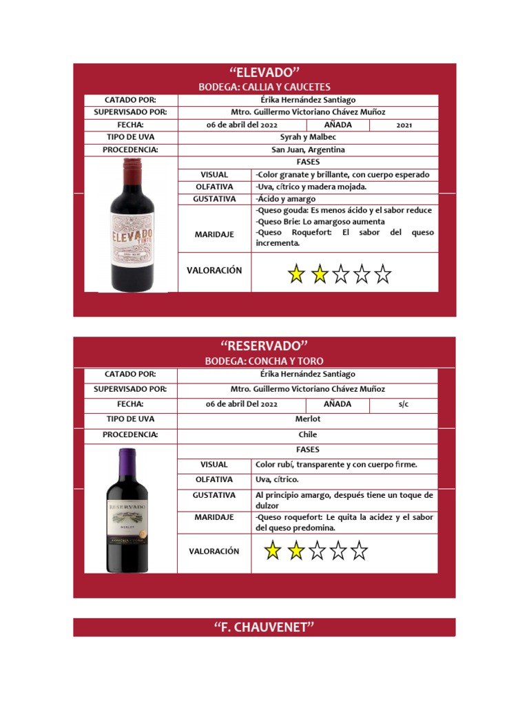 Ficha de Cata de Vinos | PDF | Gusto | Vino
