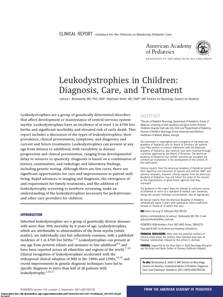 Leukodystrophies in Children Diagnosis, Care, and Treatment | PDF ...