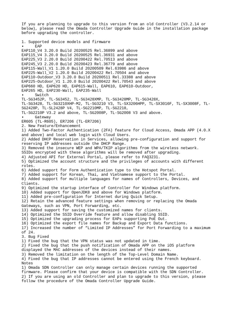 Omada Controller Upgrade Guide and Supported Devices List | PDF | Microsoft Windows | Ios