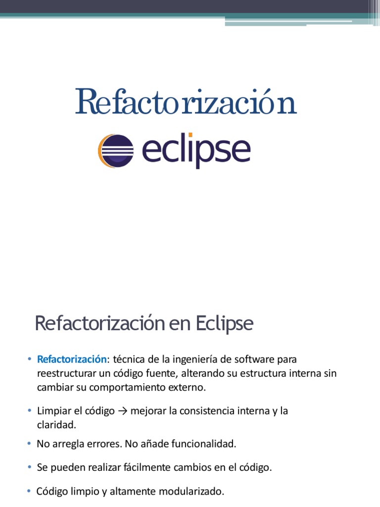 Refactorizacion Eclipse | PDF | Informática | Java (lenguaje de programación)