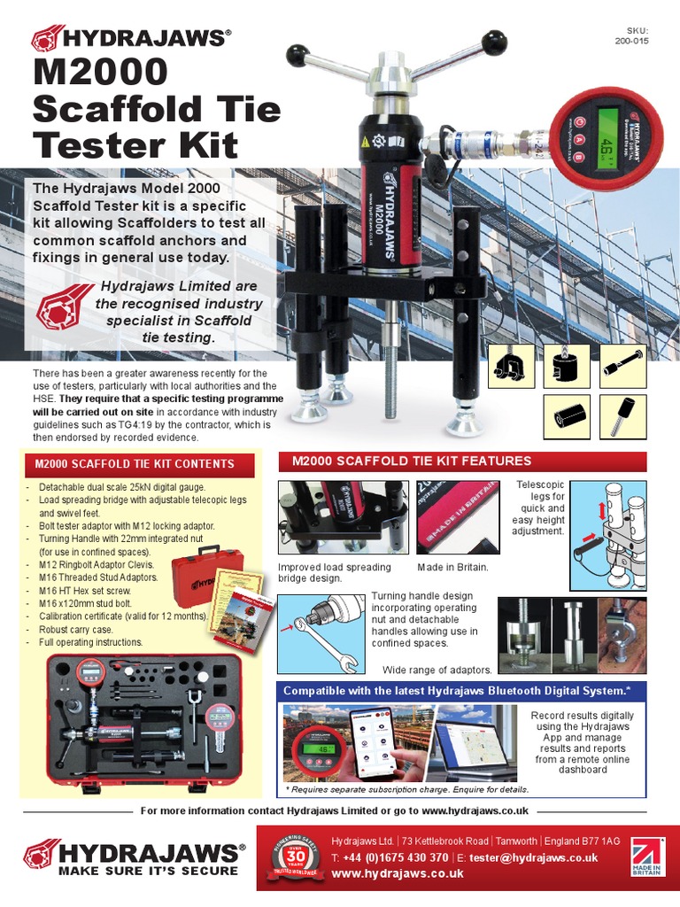 The Hydrajaws Model 2000 Scaffold Tie Tester Kit: A Comprehensive ...