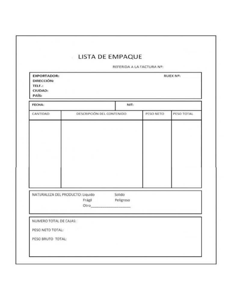Formato Lista de Empaque | PDF