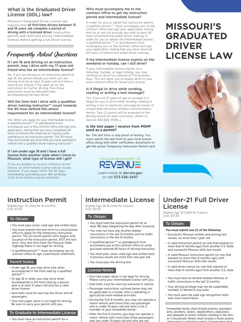 Missouri Graduated Driver License Guide | PDF | Driver's License | License