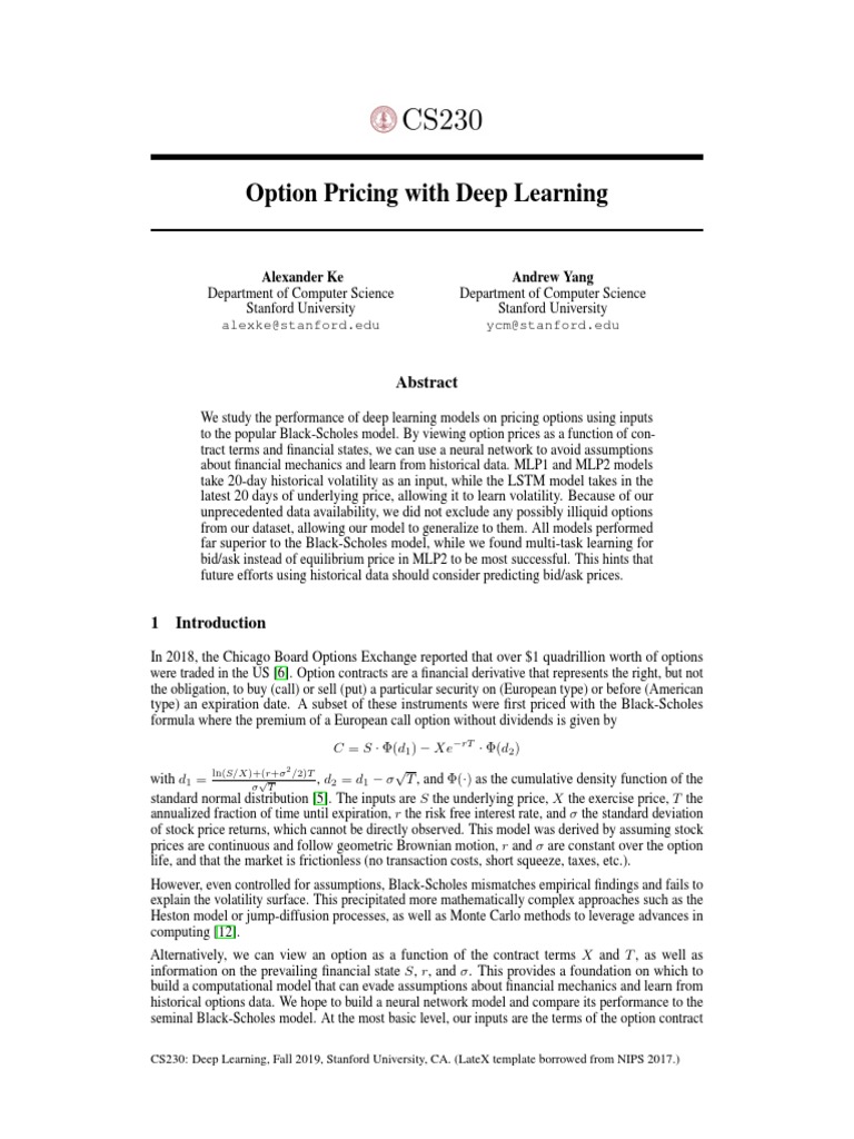 Option Pricing Machine Learning | PDF | Option (Finance) | Black–Scholes Model