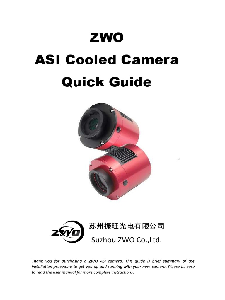 ZWO ASI Cooled Camera Quick Guide: Suzhou ZWO Co.,Ltd | PDF | Device ...