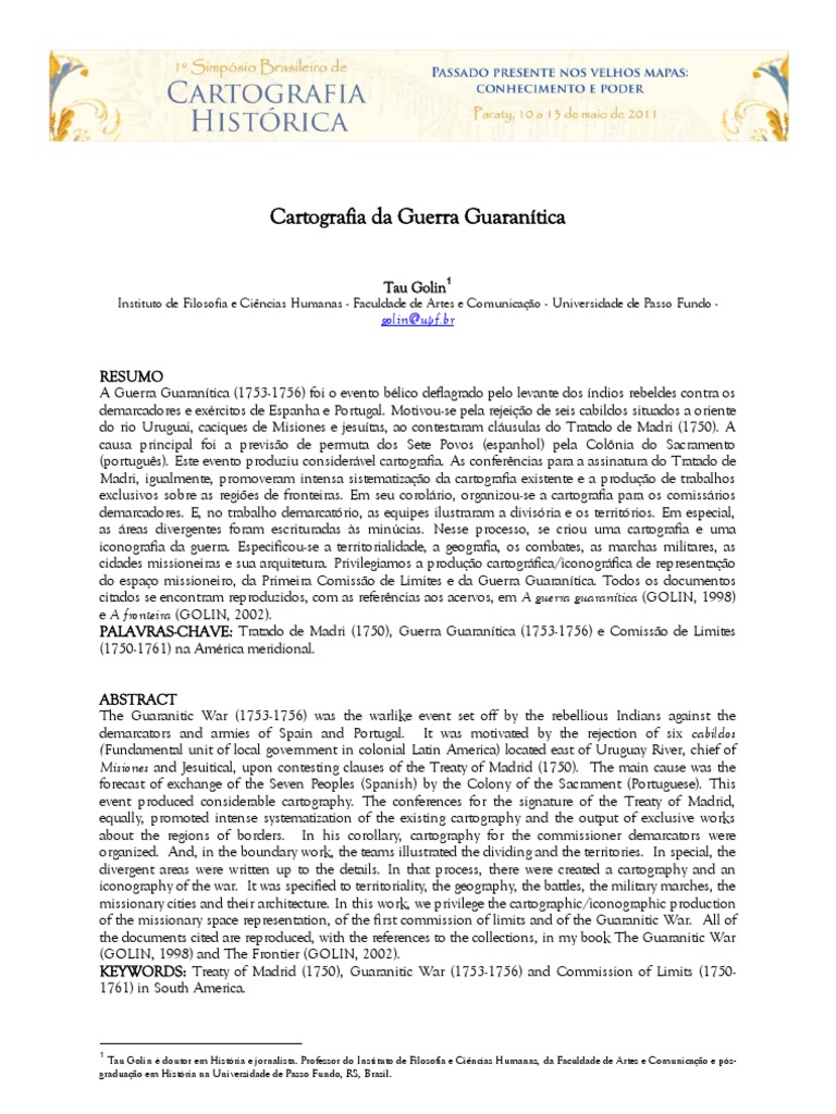 Guerra Guaranítica GOLIN Luiz Carlos Tau | PDF | Rio de Janeiro | Portugal