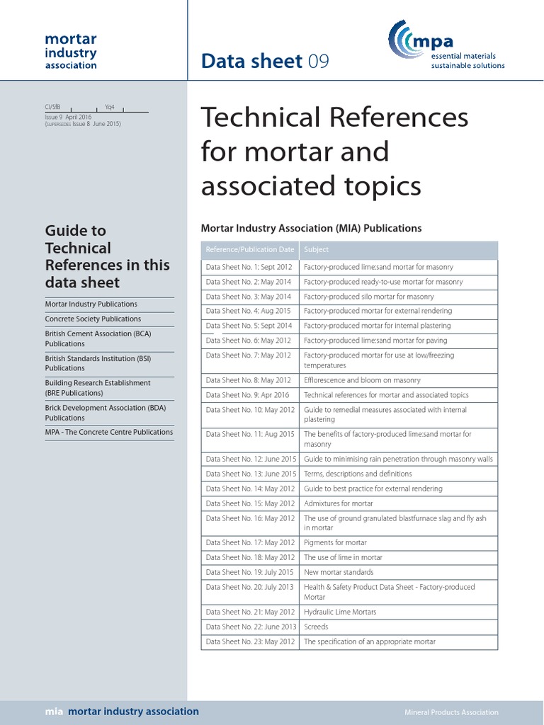 Technical References For Mortar and Associated | PDF | Concrete ...