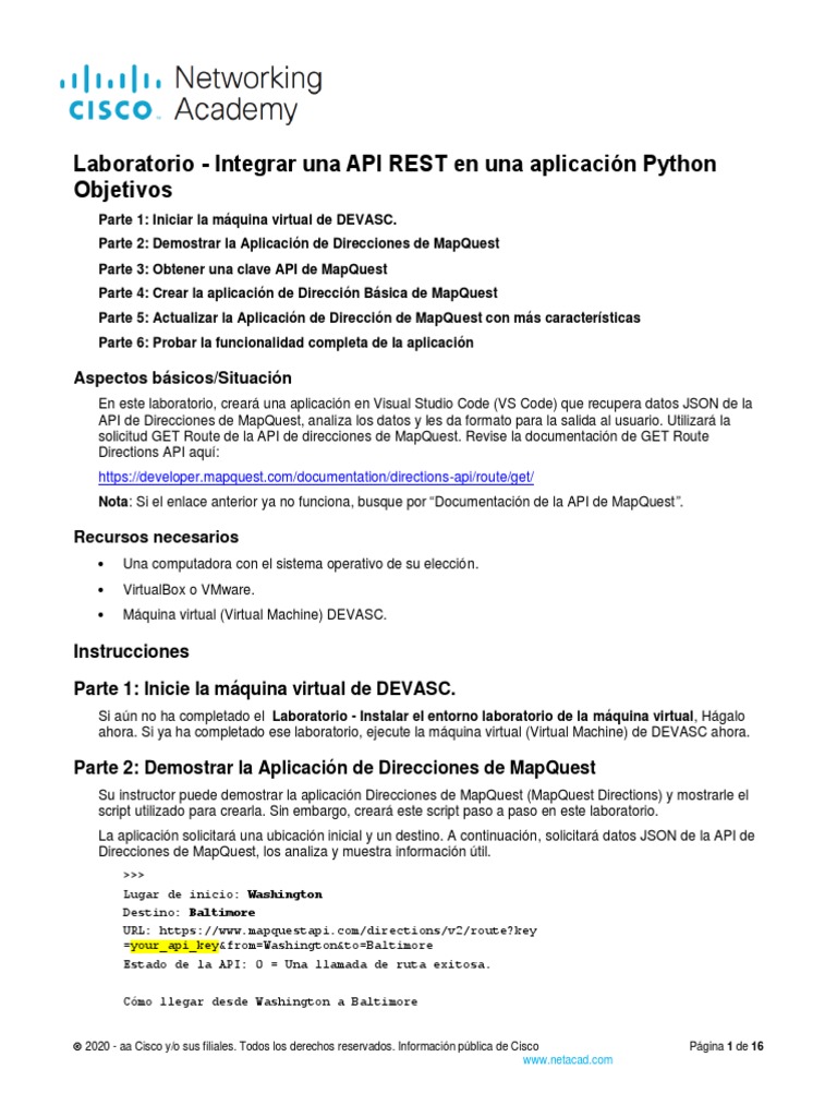 492 Lab Integrate A Rest Api In A Python Application Es Xl Pdf Python Lenguaje De