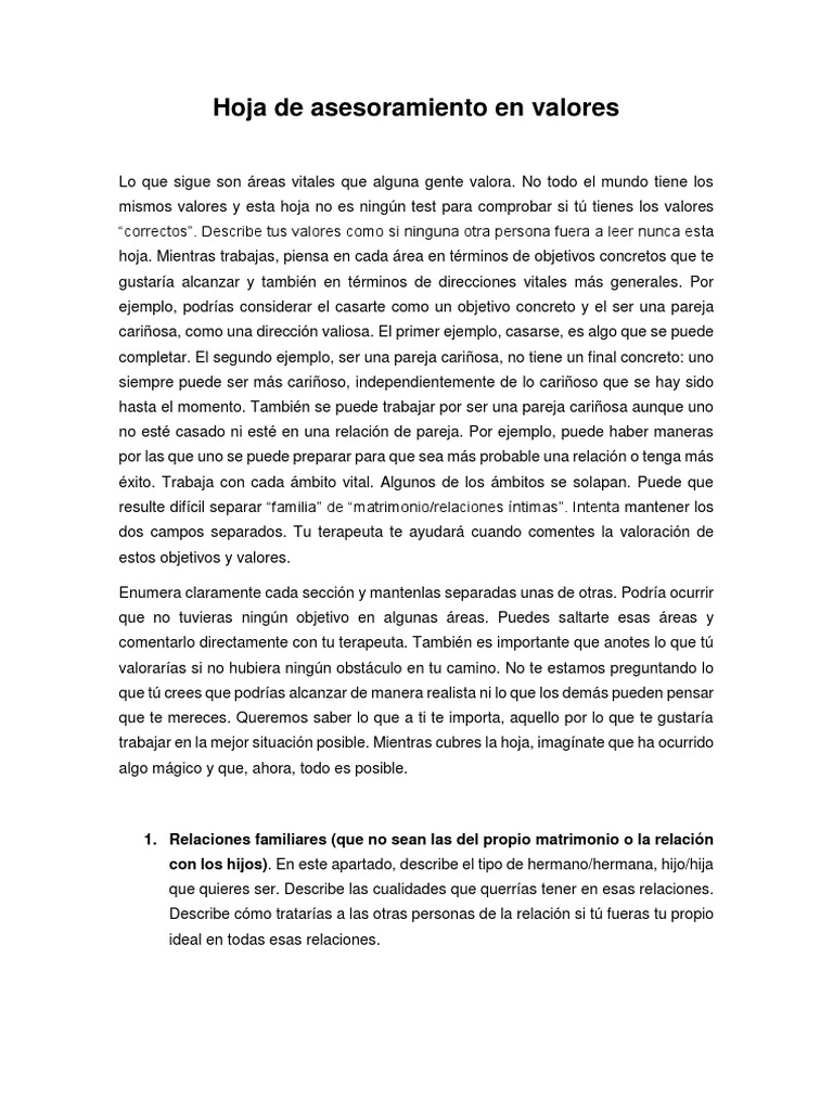 Hoja de Asesoramiento en Valores | PDF | Vida