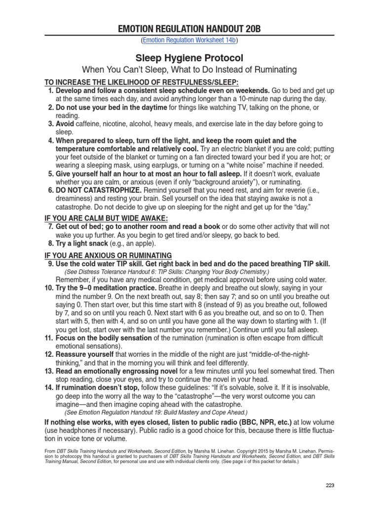 DBT Sleep Hygiene | Download Free PDF | Sleep | Dialectical Behavior ...