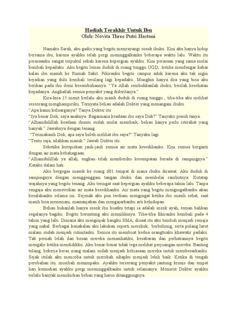 Cerpen HADIAH TERAKHIR UNTUK IBU | PDF