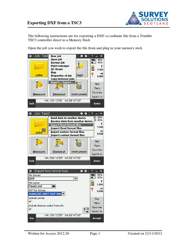 02 Exporting DXF File From TSC3 | PDF