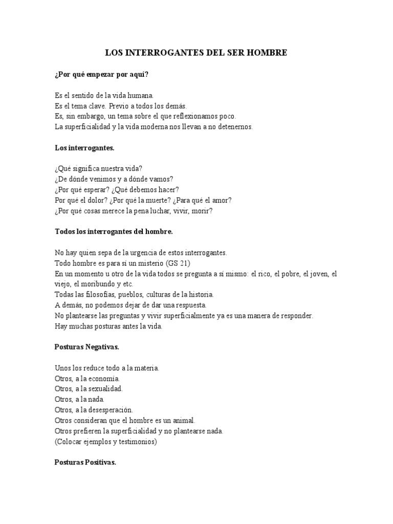 Los Interrogantes Del Ser Hombre | PDF